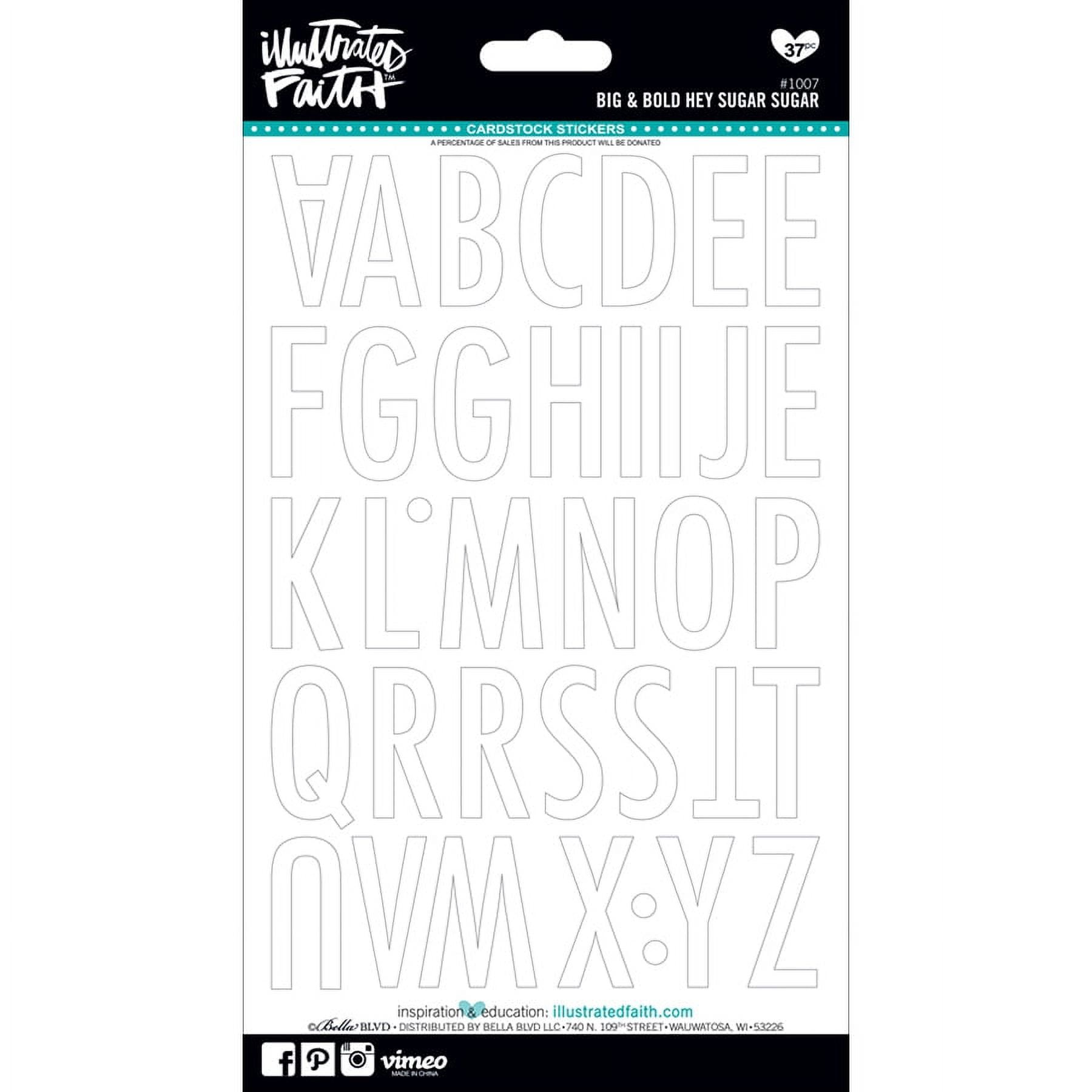Genesis Alphabet Stickers 5"X9"-Big & Bold/Hey Sugar Sugar White, Pk 3 ...