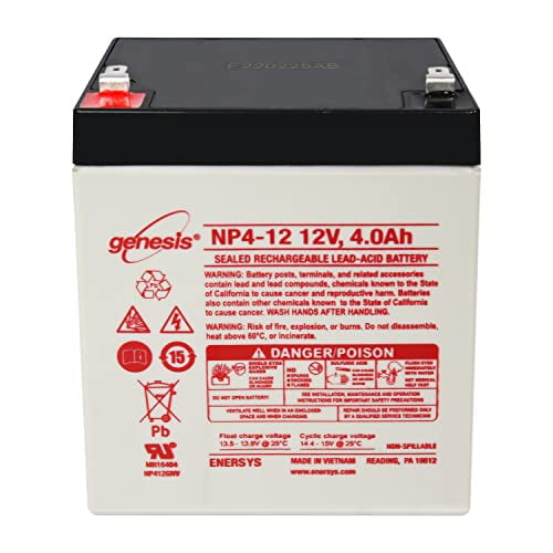 Genesis NP4-12 - 12 Volt/4 Amp Hour Sealed Lead Acid Battery with 0.187 ...