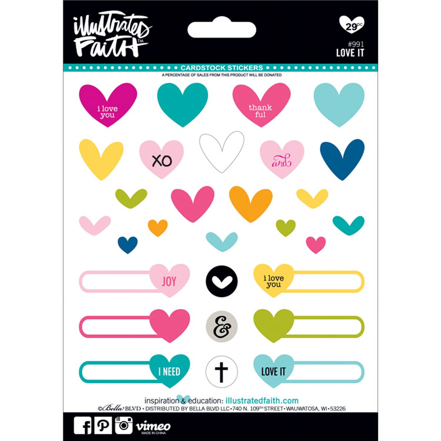 Genesis Stickers 5"X7"-Love It, Pk 4, Illustrated Faith - Walmart.com