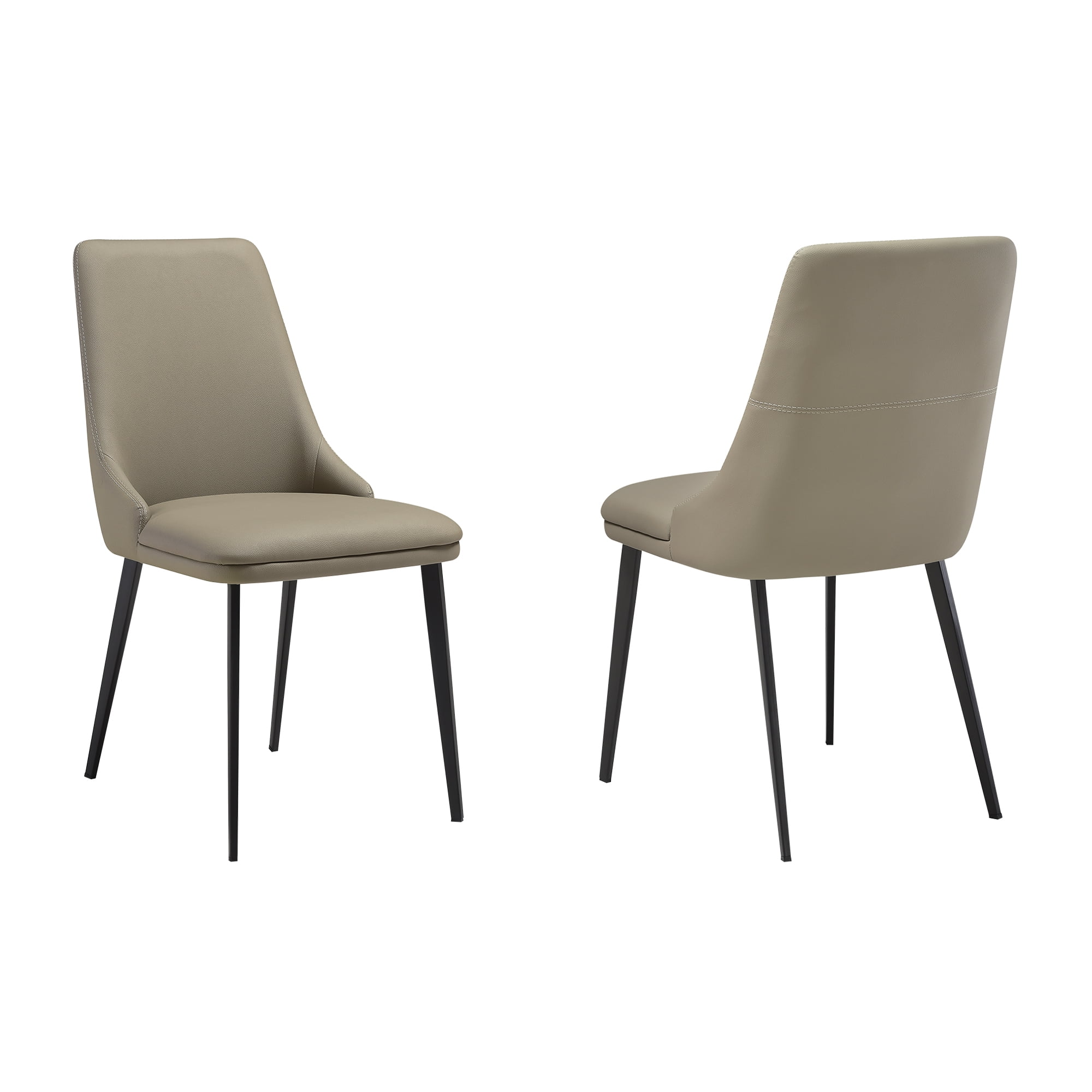 Genesis Upholstered Dining Chair in Taupe Gray Faux Leather with Black ...
