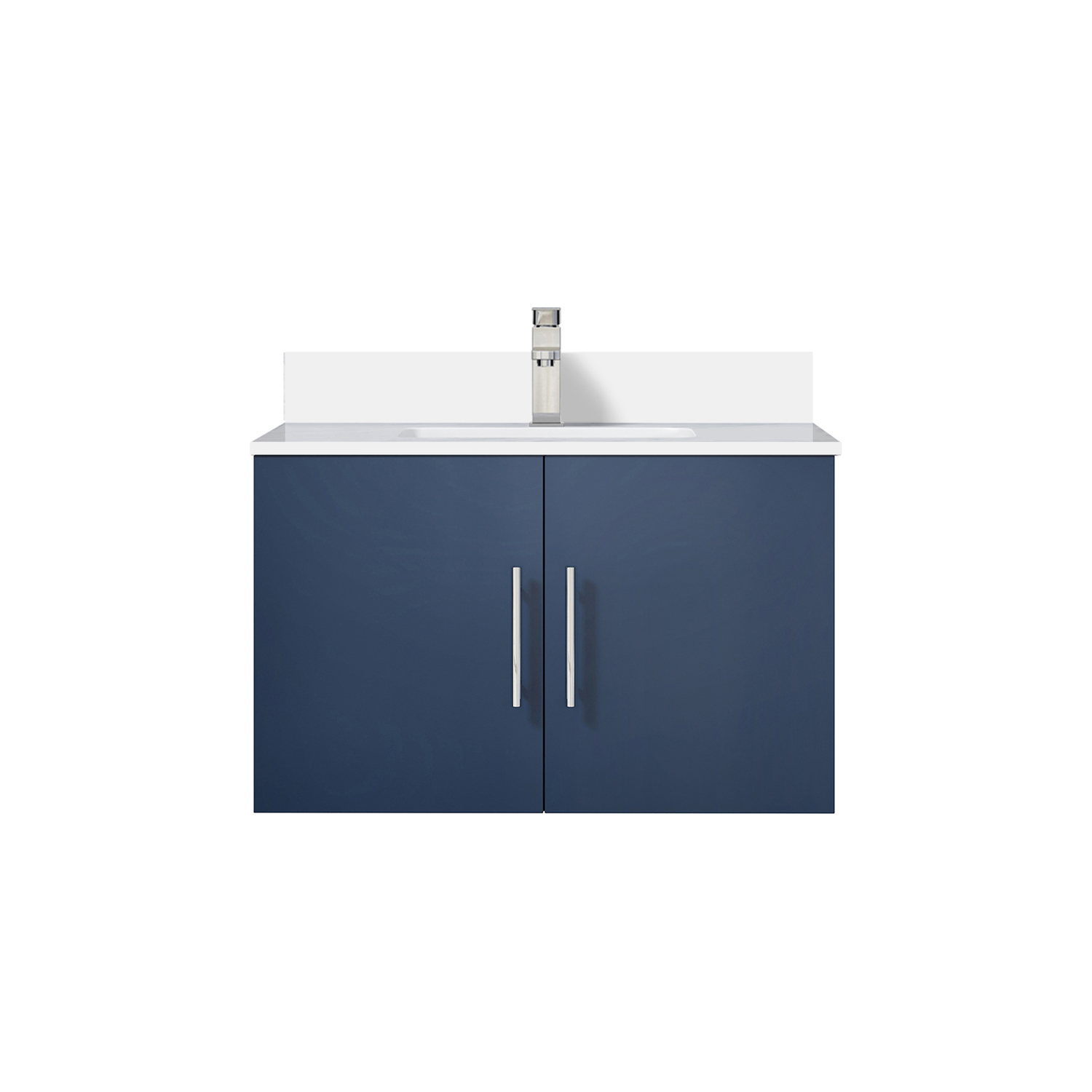 Geneva 30 in. W Navy Blue Bath Vanity, White Quartz Top, and Faucet Set ...
