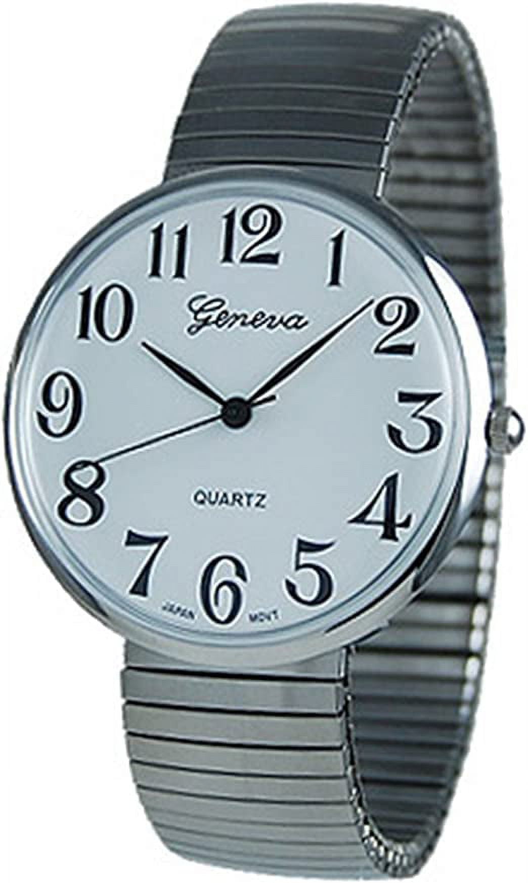 Geneva 37 mm Large Number Easy Read Dial Japanese Movt Stretch Watch ...