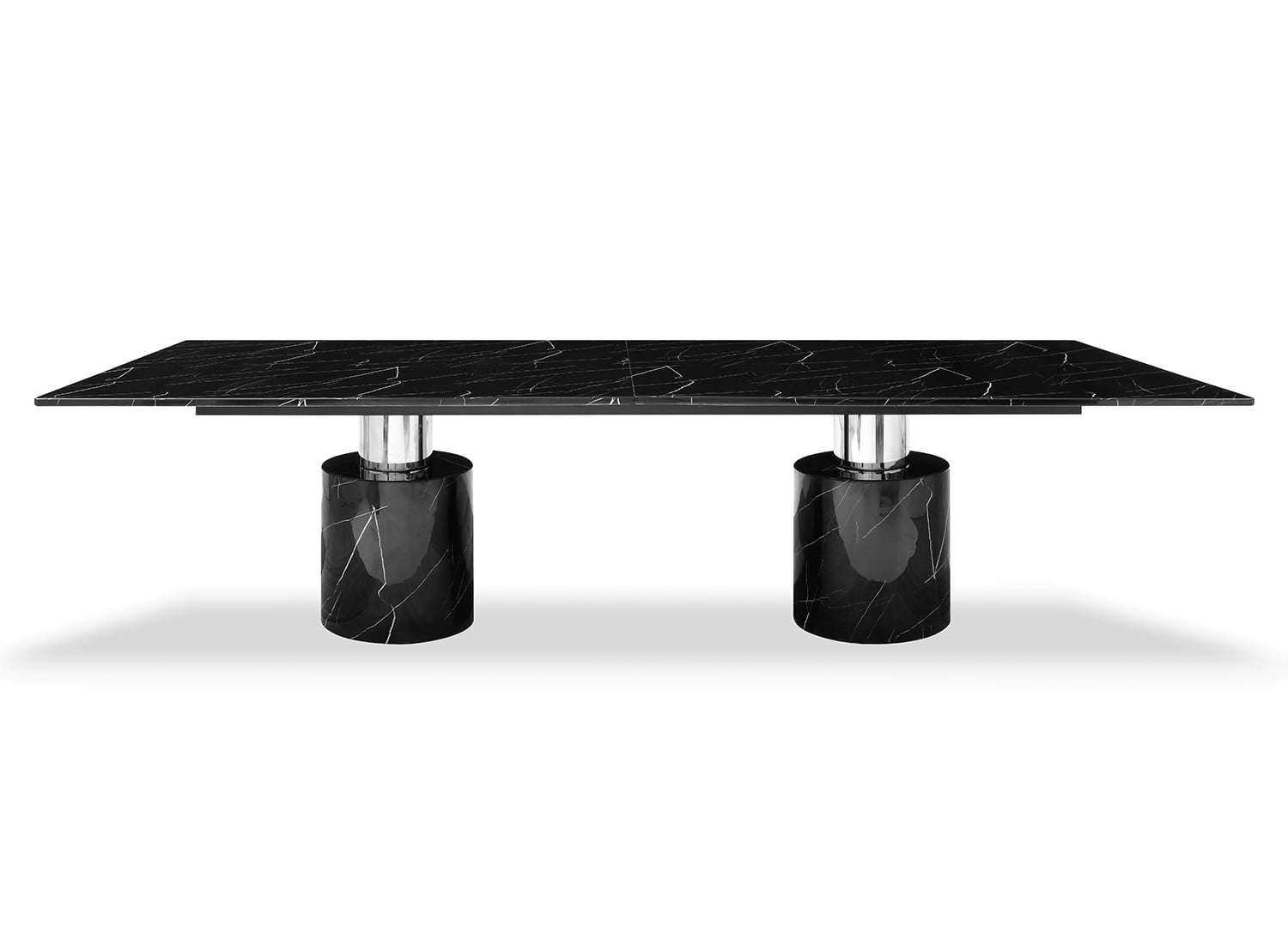 Geneva Extra Large Dining Table, Black Marble Glossy Top, Include 5 mm ...