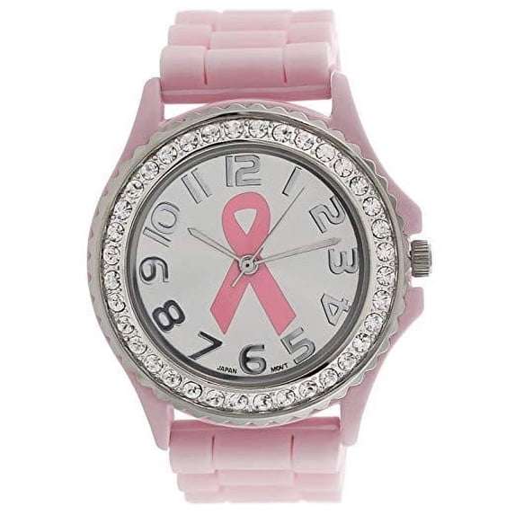 Geneva Ladies Crystal Rhinestone Breast Cancer Awareness Watch in Pink ...
