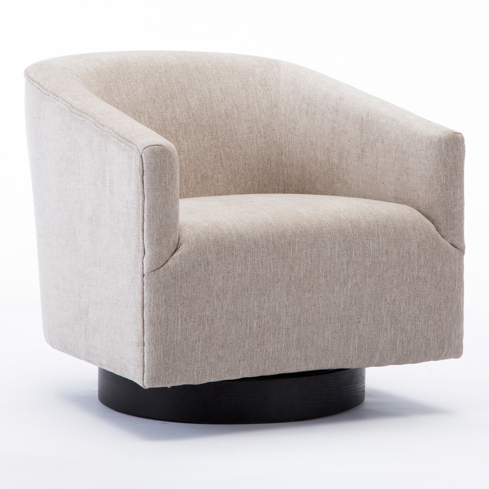 Comfort Pointe Geneva Upholstered Oatmeal Wood Base Swivel Chair ...