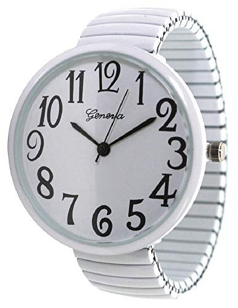 Geneva Super Large Stretch Watch with Clear Numbers, Easy Read, Slim ...