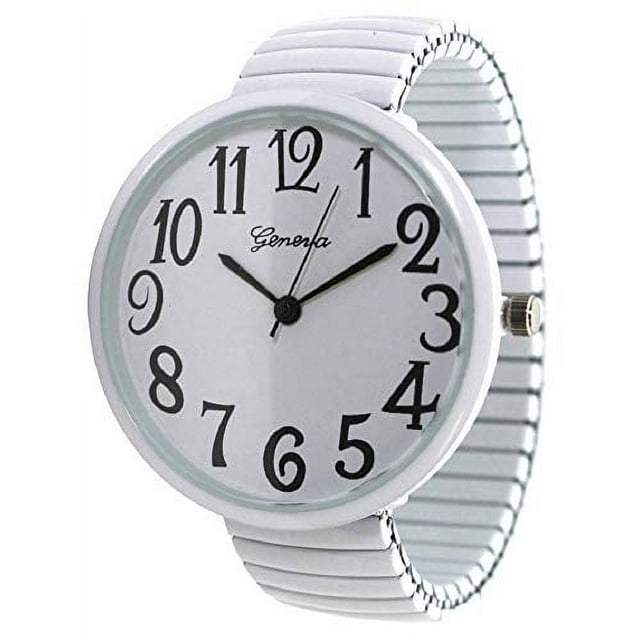 Geneva Super Large Stretch Watch with Clear Numbers, Easy Read, Slim ...