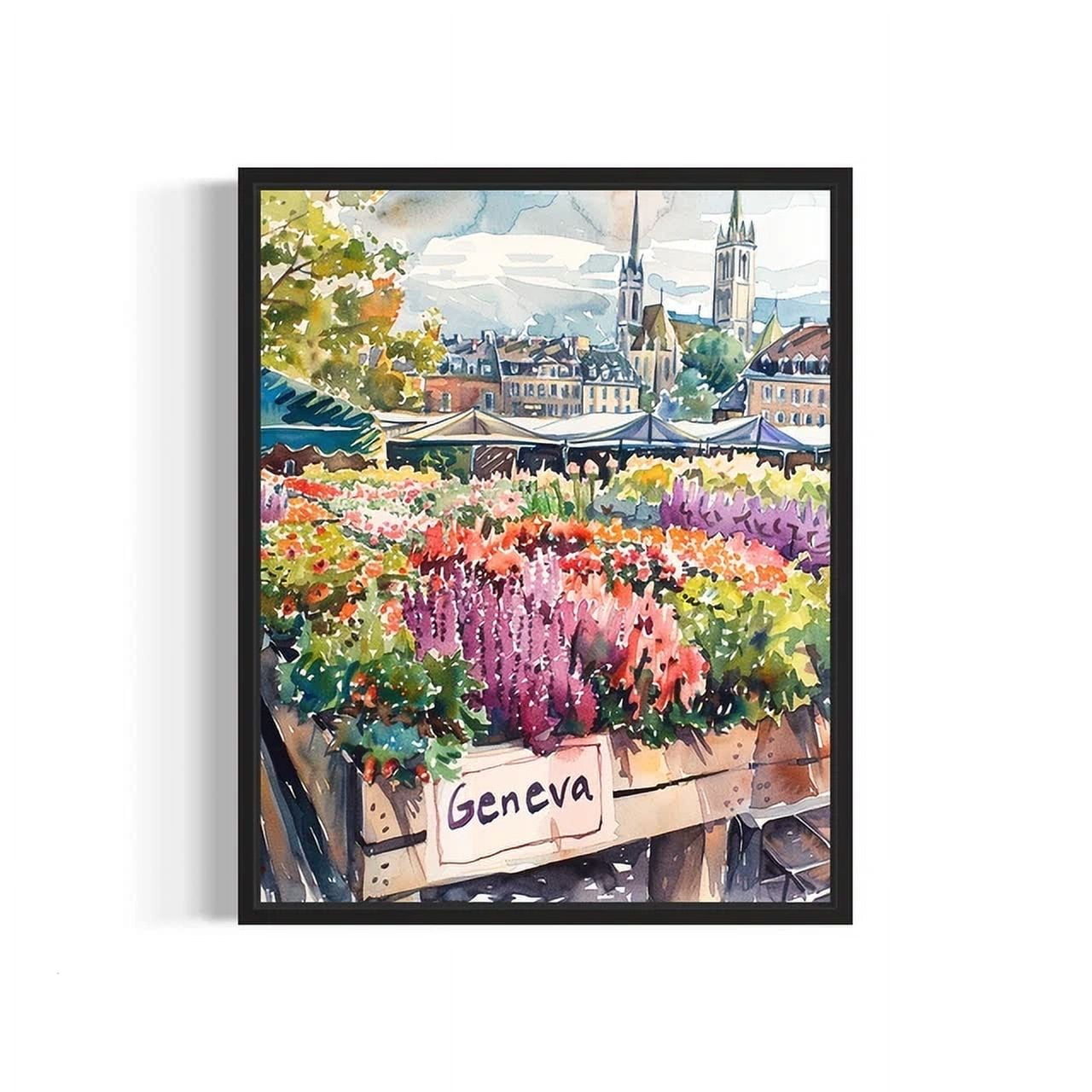 Geneva Switzerland Flower Market Art Print Poster City Wall Art ...