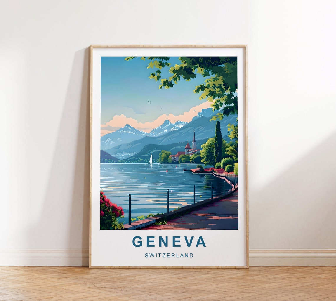 Geneva Travel Print Geneva Travel Poster Swiss Travel Poster Geneva ...