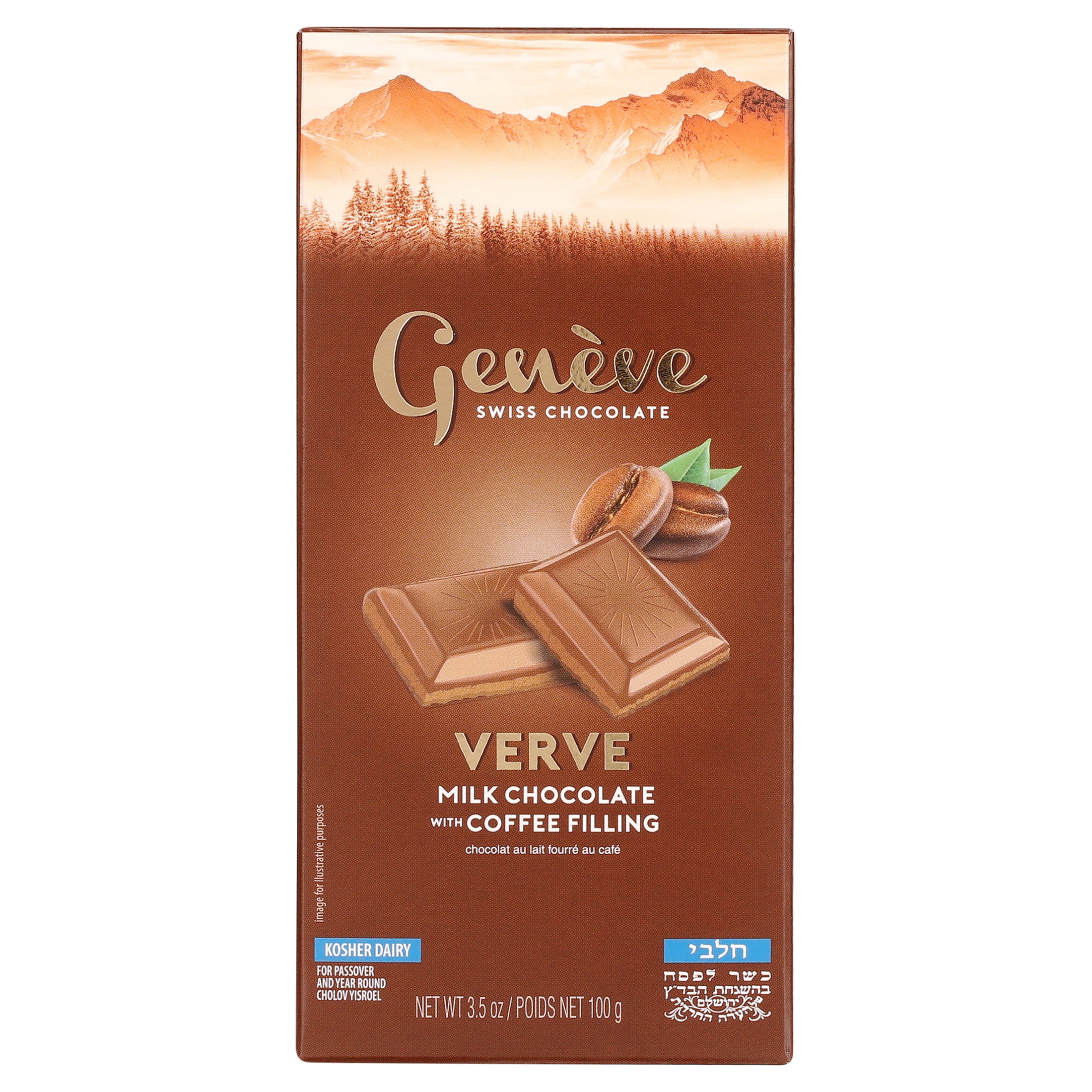 Geneve Verve Swiss Milk Chocolate with Real Coffee Filling, 3.5oz 3 ...