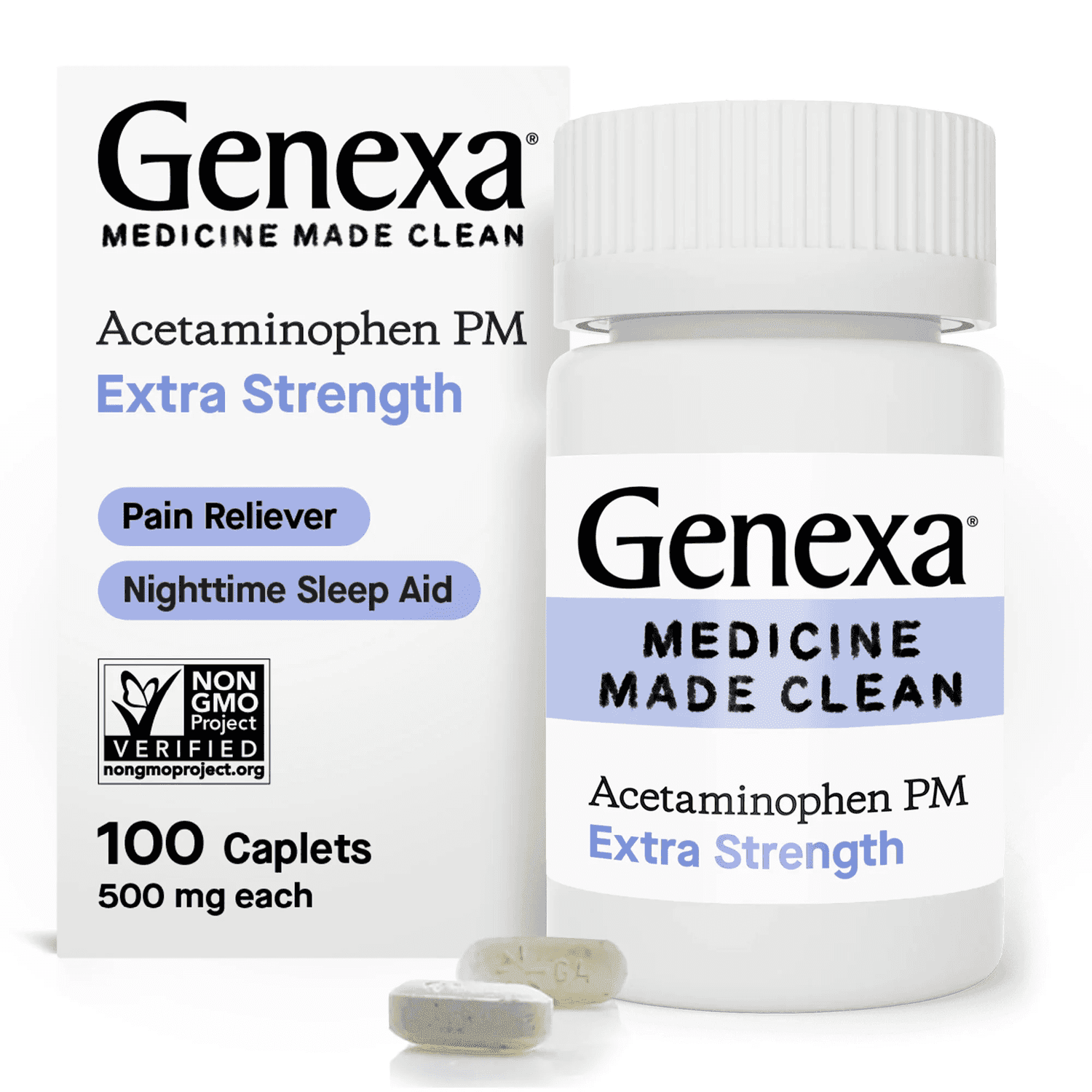 Genexa Clean Acetaminophen Extra Strength Pain Relief, Dye Free, 500mg ...