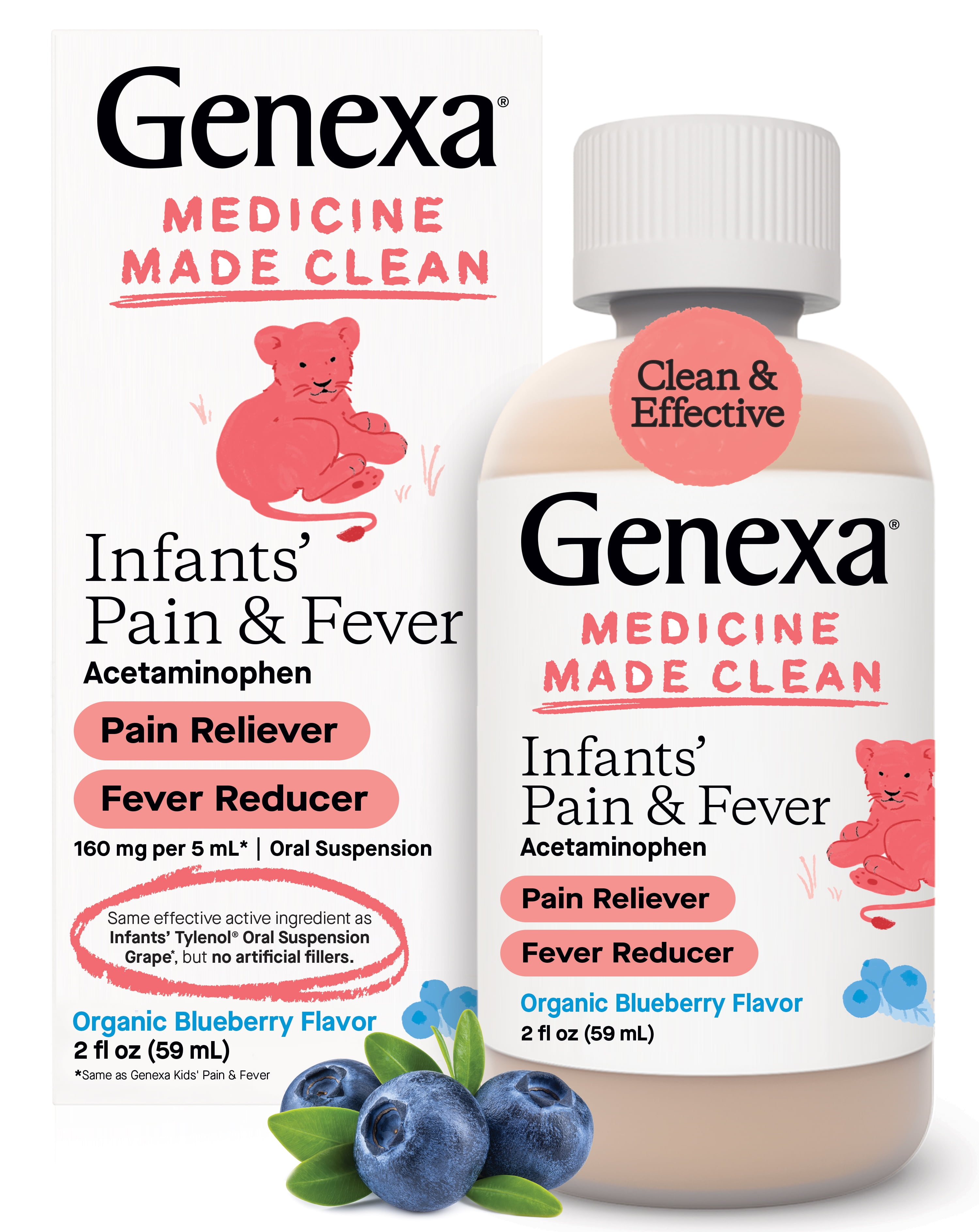 Genexa Infants’ Pain and Fever Reducer, Baby Acetaminophen, Dye Free ...