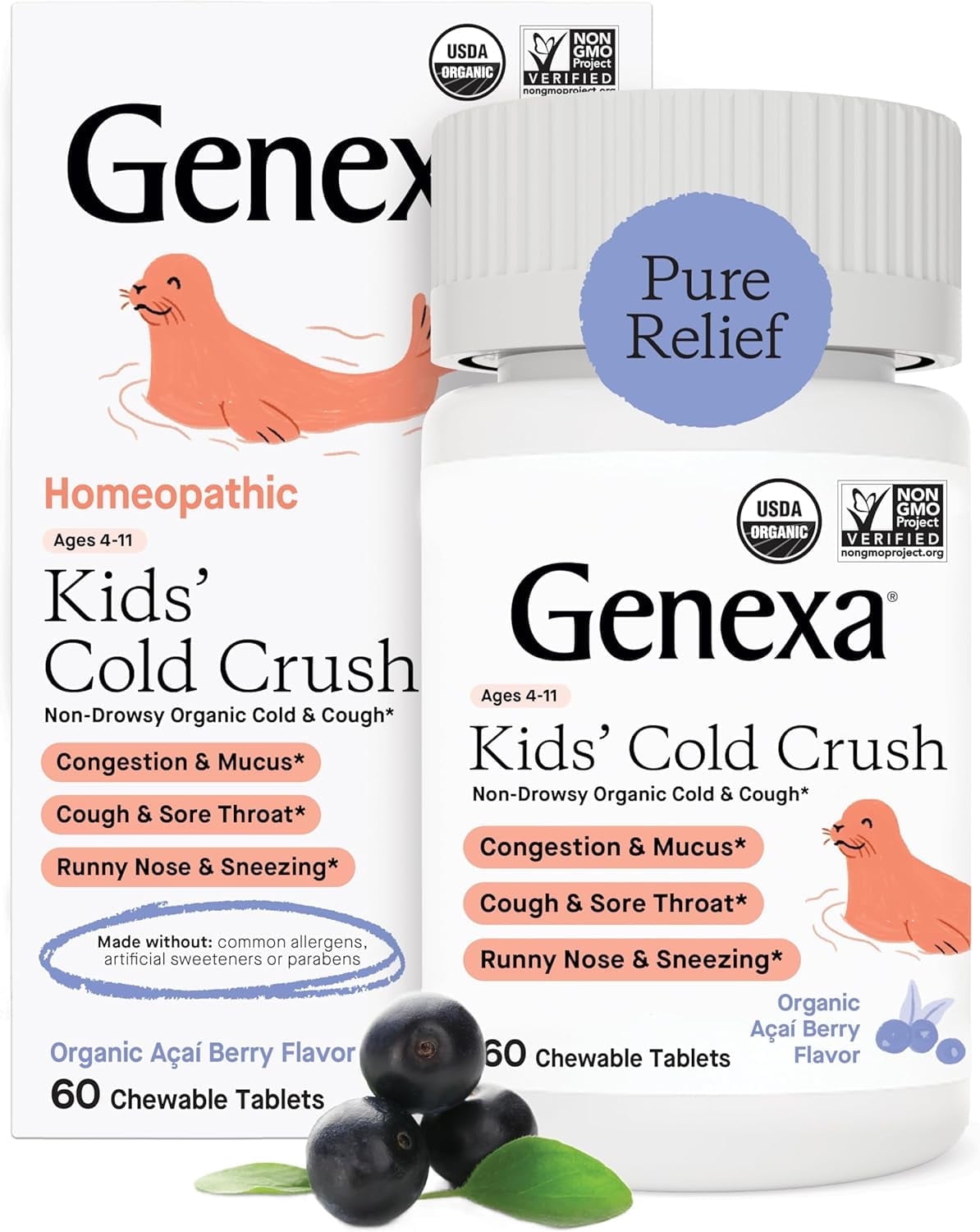 Genexa Kids' Cold Crush | Multi-Symptom Cough & Cold Relief for ...