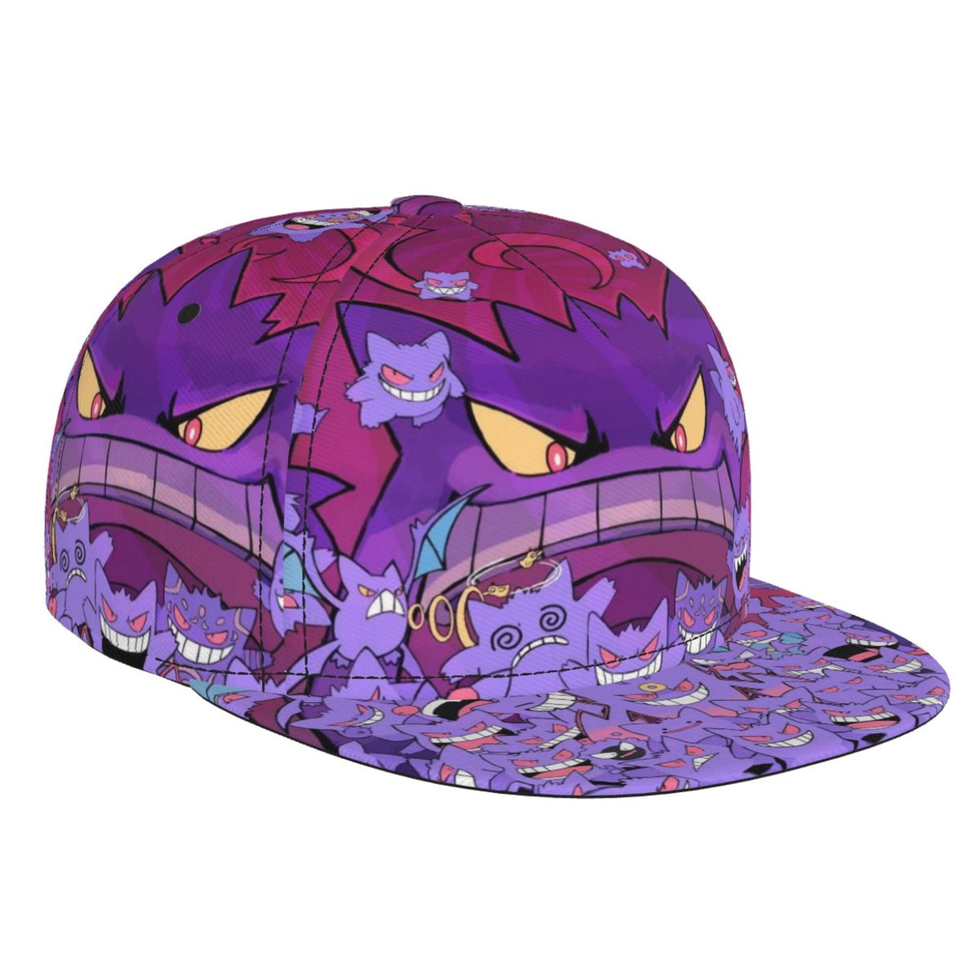 Gengar Baseball Cap For Men, Women & Kids, Classic Flat Brim Hat Hip ...