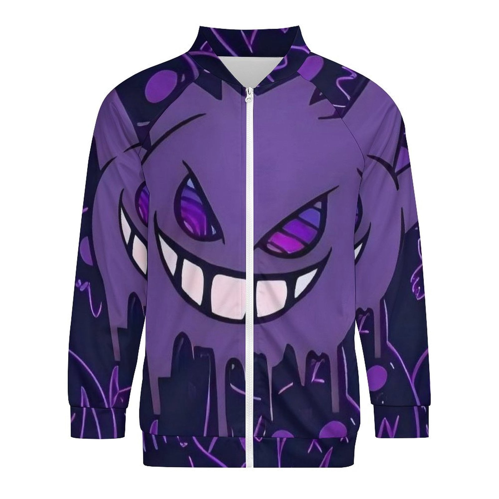 Gengar Cartoon crew neck zip-up sweatshirt for teens and men 2XL ...