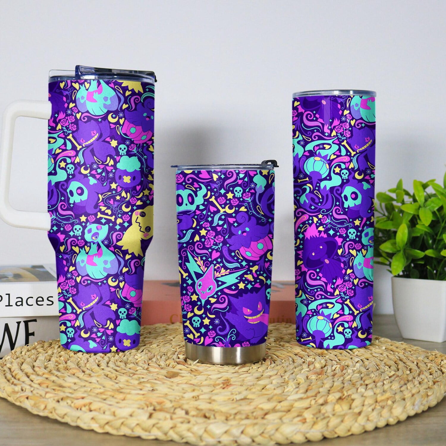 Gengar Mimikyu Tumbler, Spooky Cute Tumbler, 40oz Stainless Steel Cup ...