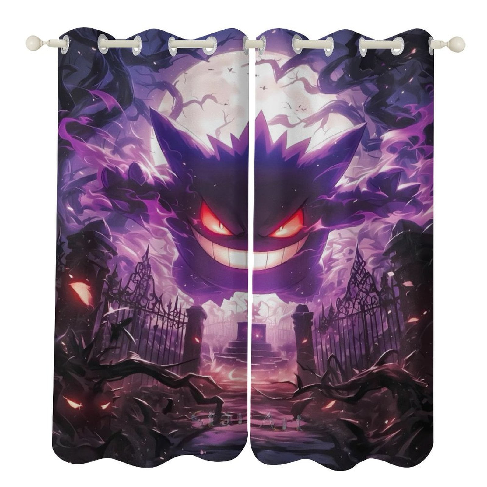 Gengar Perforated Curtain Blackout Curtains Decorative Apartment ...