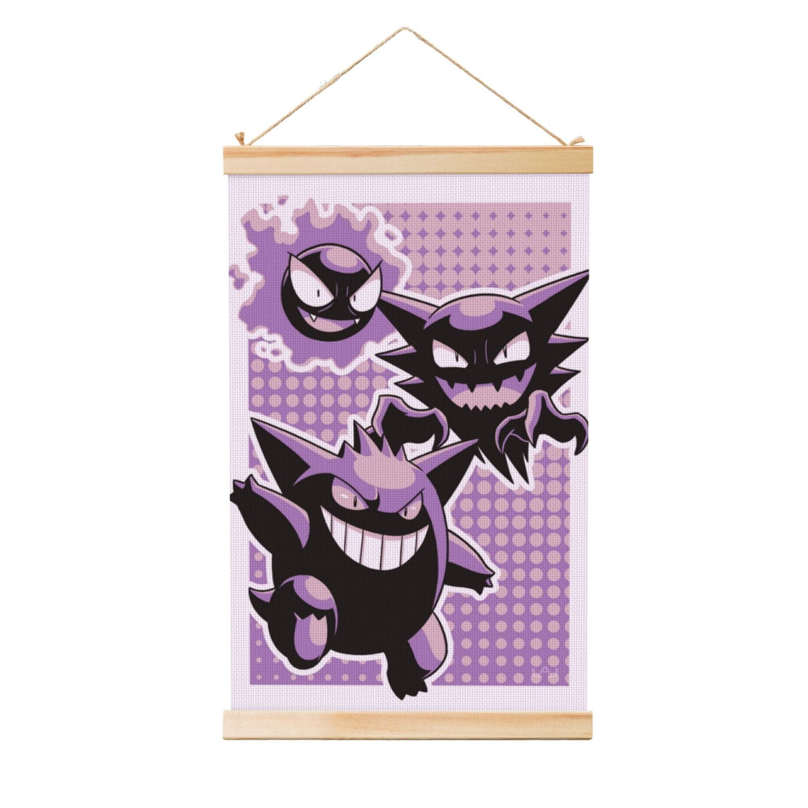 Gengar Posters Wall Wooden Shaft Hanging Banner With Cord Decor Scroll ...