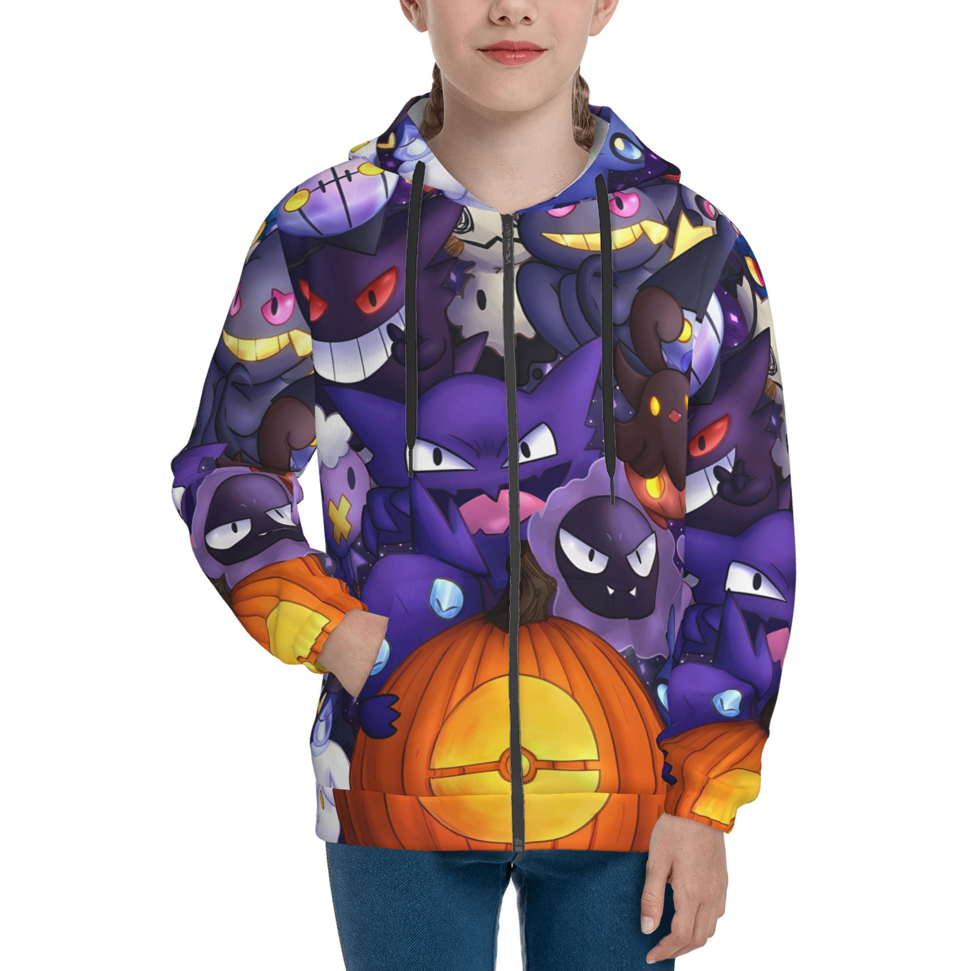Gengar Teens Boys Girls Zip Up Hoodies 3d Print Long Sleeve Hooded ...