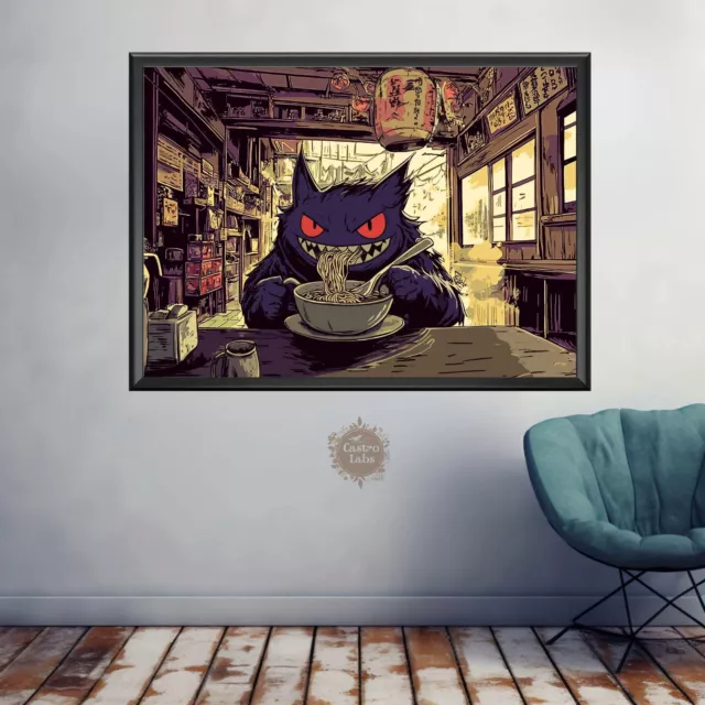 Gengart Eating Ramen Landscape - Japanese Style Pokemon Art Print NO ...