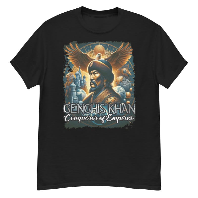 Genghis Khan Sword Fighter Mongol Warrior History Graphic TShirt,for ...