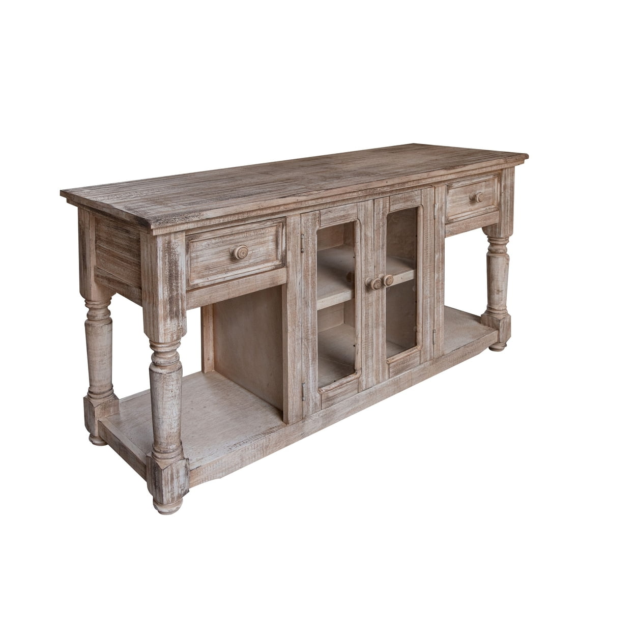 Genie 55 Inch Sofa Table, Mango and Pine Wood, 2 Gliding Drawers, Brown ...