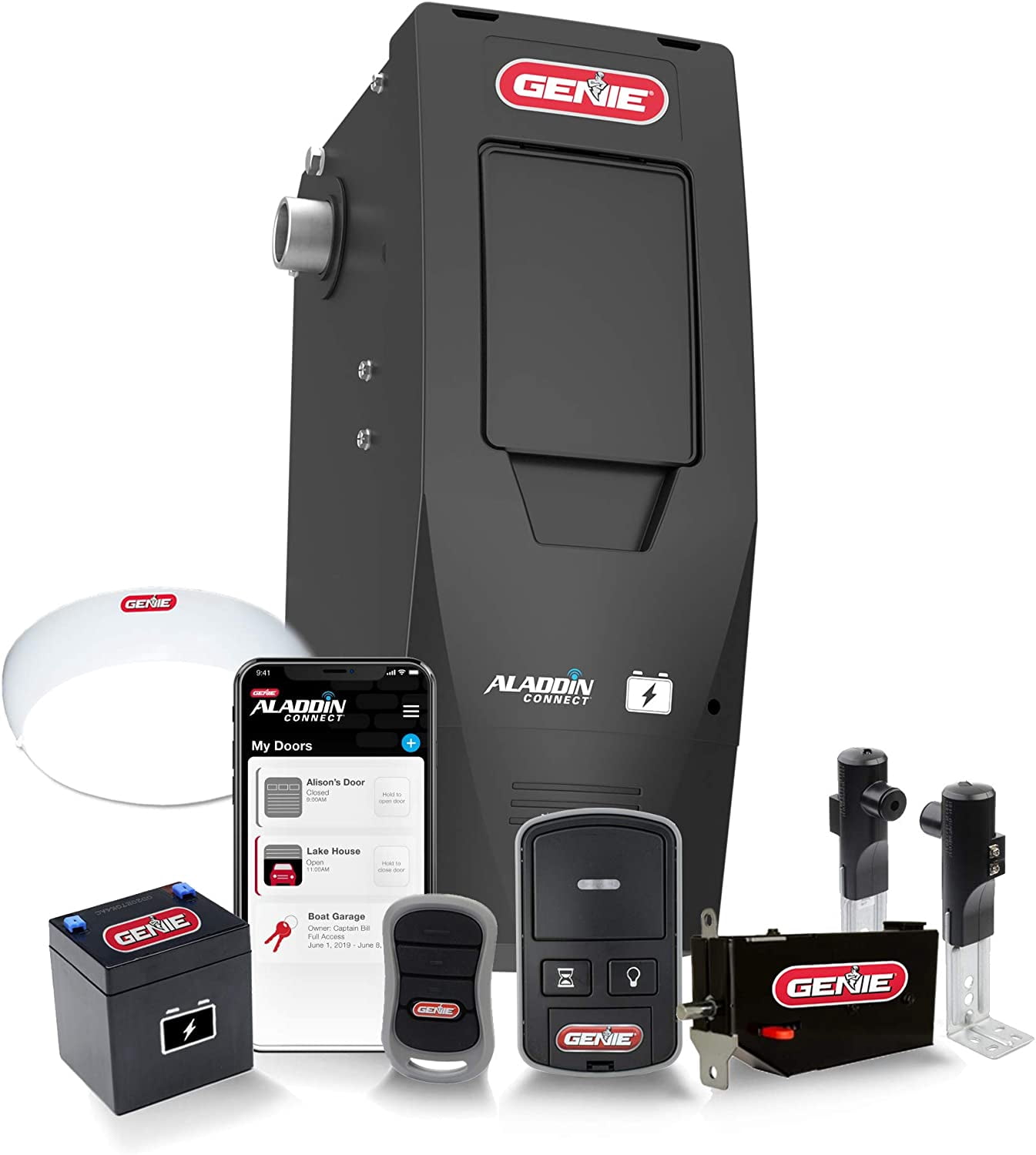 Genie B6172H Smart Wall Mount Garage Door Opener, DC Motor Lifts up ...