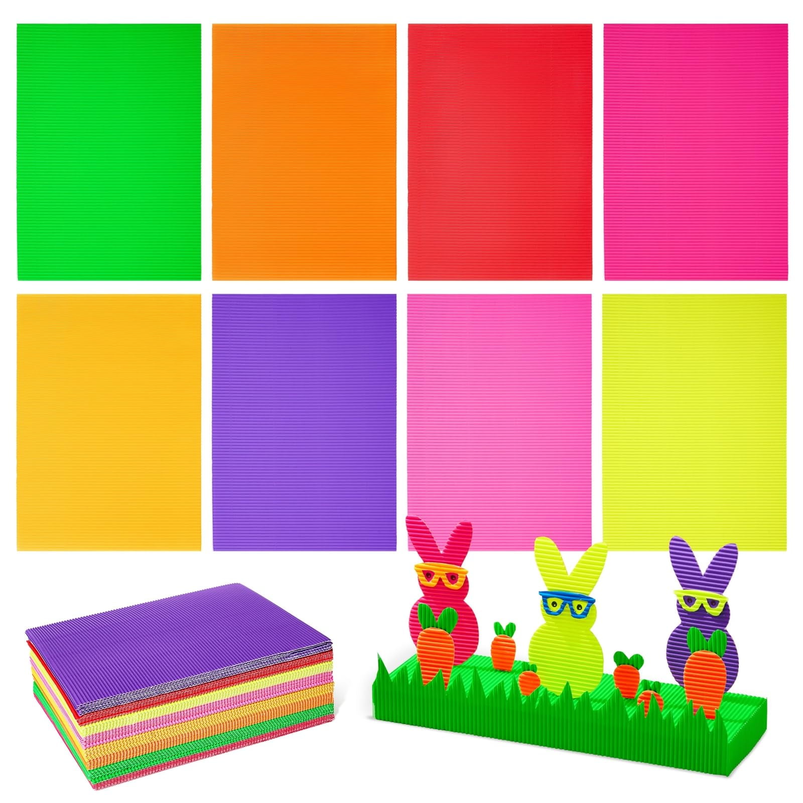 Genie Crafts Colored Corrugated BCF26 Cardboard Sheets 64 8 Bright ...