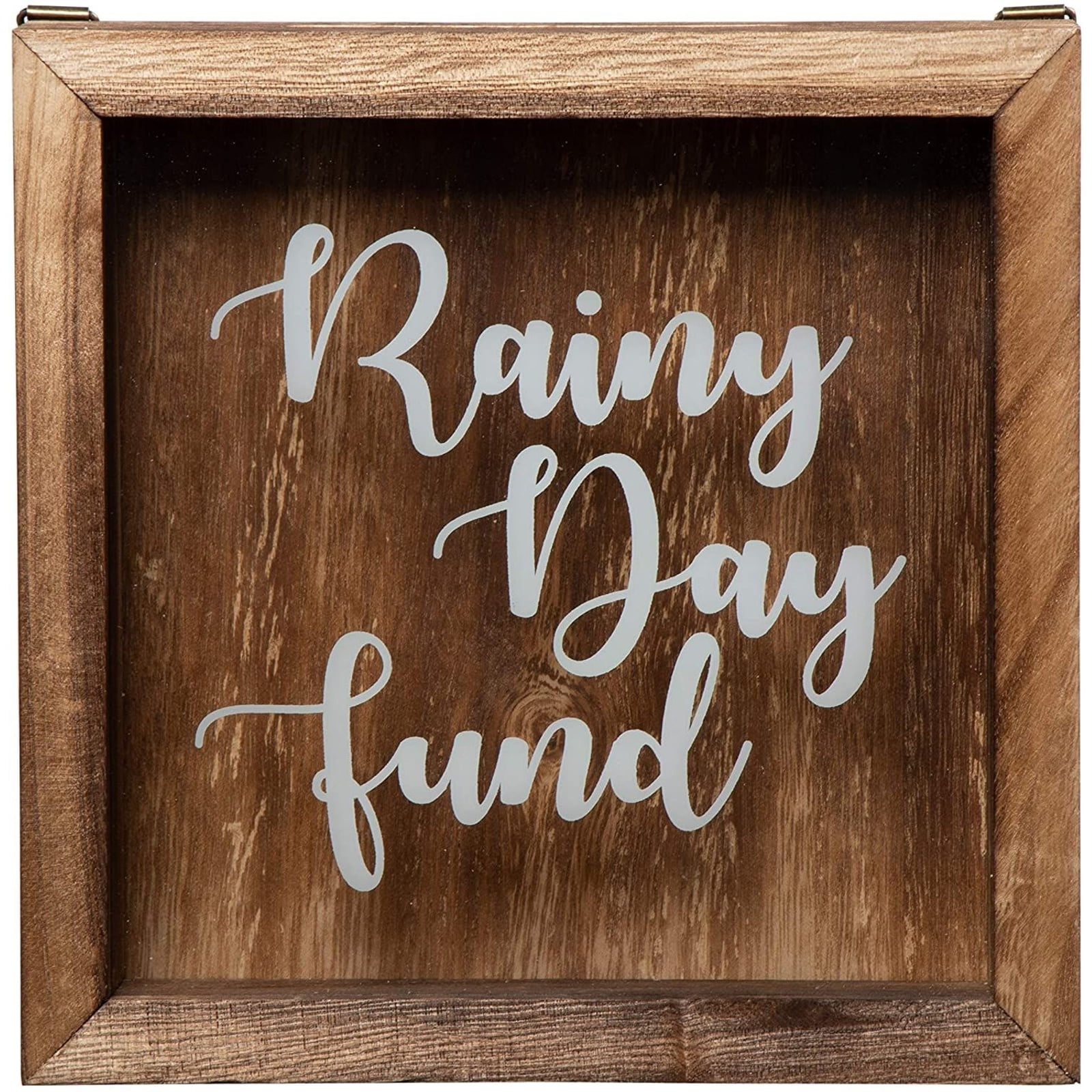 Genie Crafts Wooden Shadow Box Bank, Rainy Day Fund (7.1 x 1.8 Inches ...
