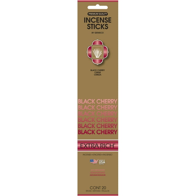 Genieco Extra Rich Black Cherry Incense Sticks, 20 Count, Fruity Scent ...