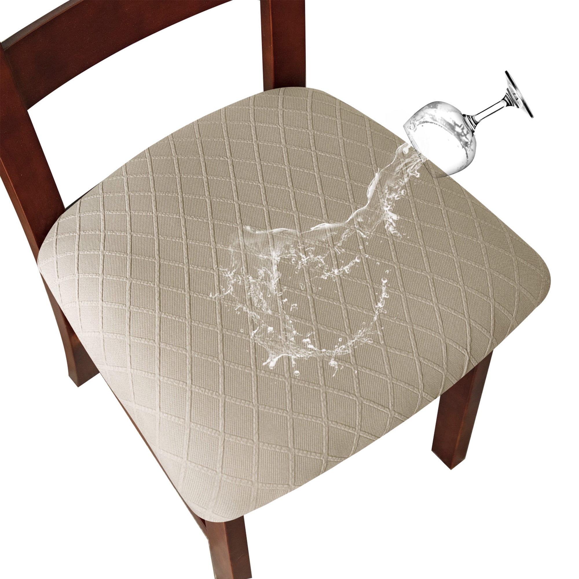 Genina Easy Fit Stretchy Dining Chair Slipcovers, Waterproof Jacquard ...