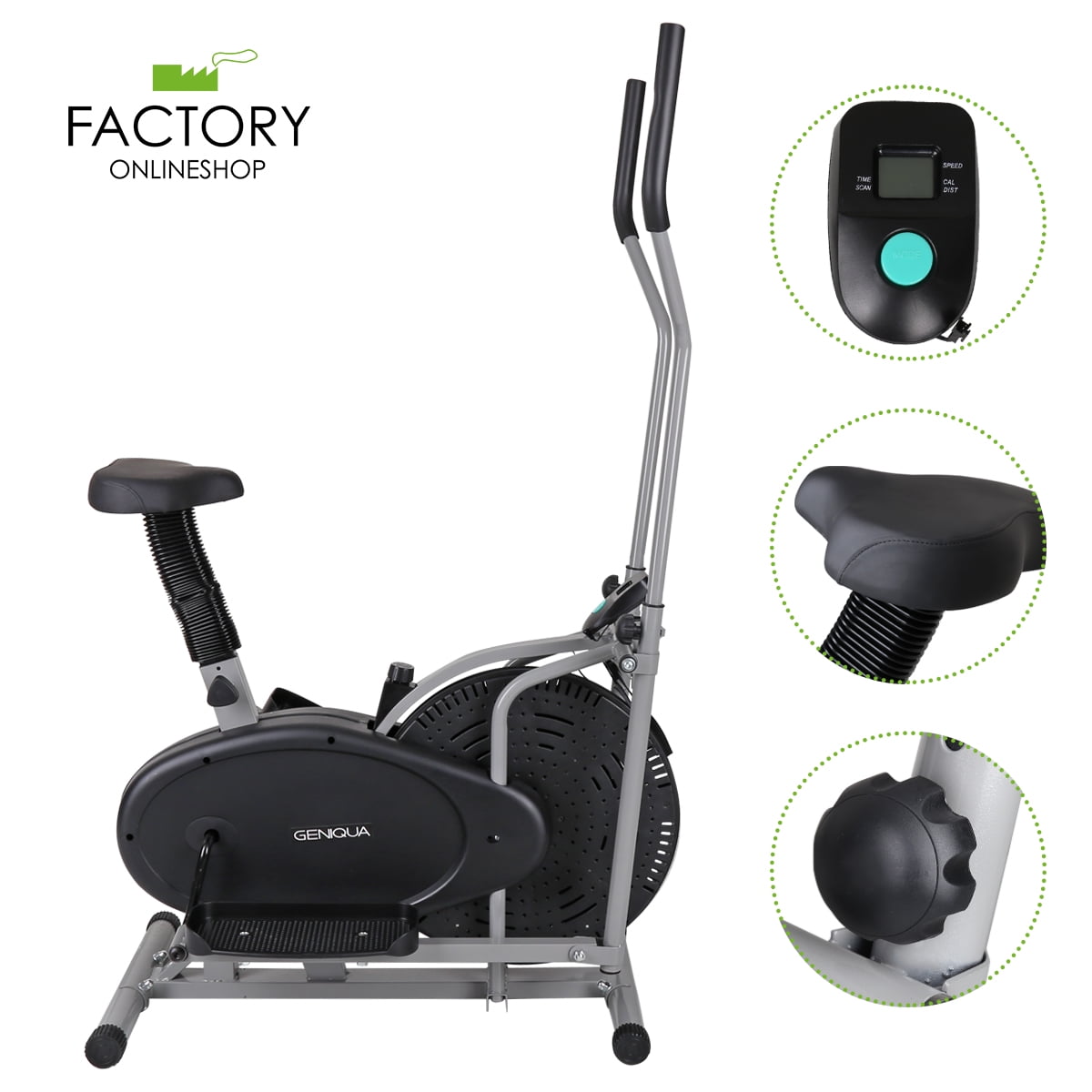 Geniqua 2 in 1 Elliptical Machine Cross Trainer & Exercise Bike Combo ...