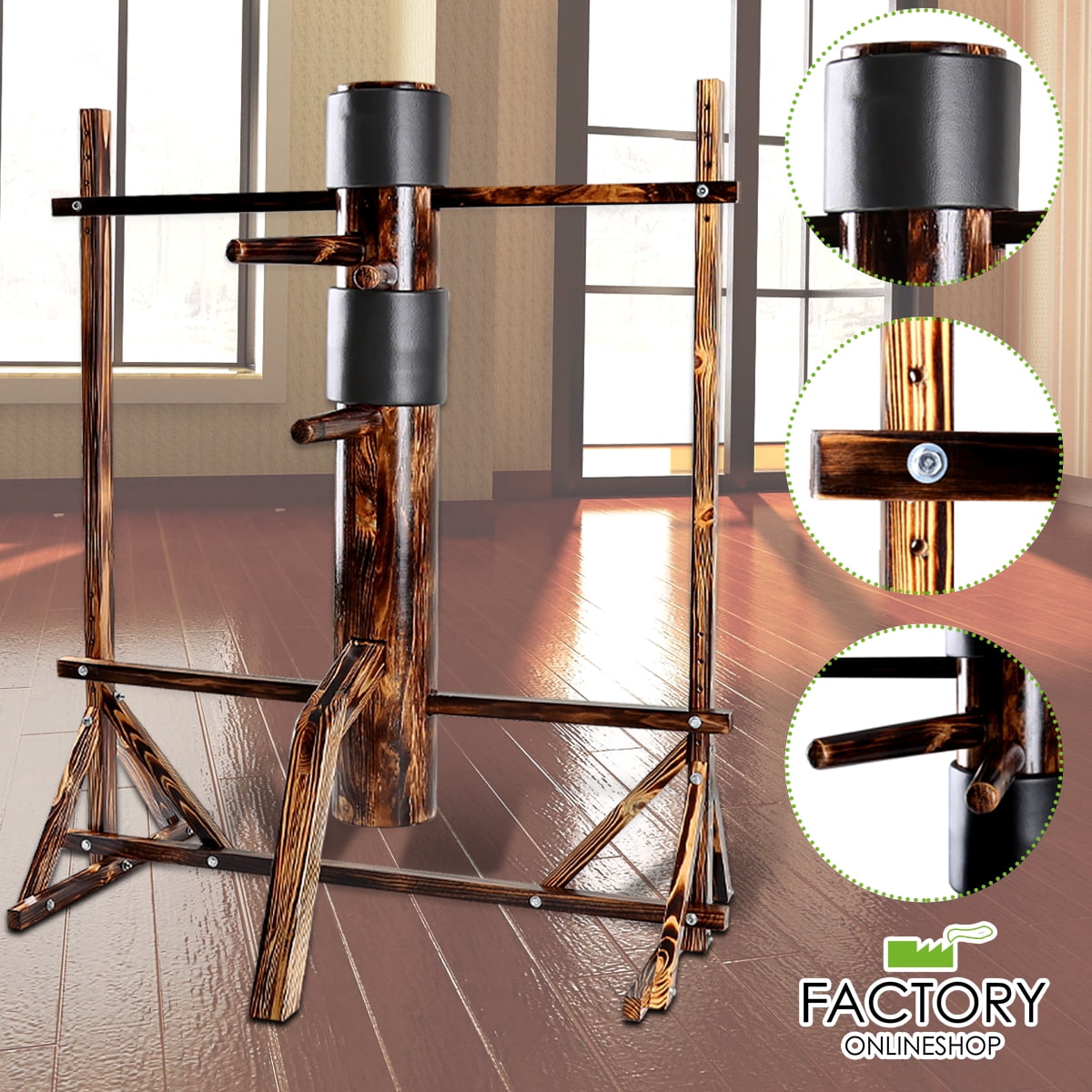 Geniqua Dark Wooden 2 Pads Wood Wing Chun Adjustable Frame Target ...