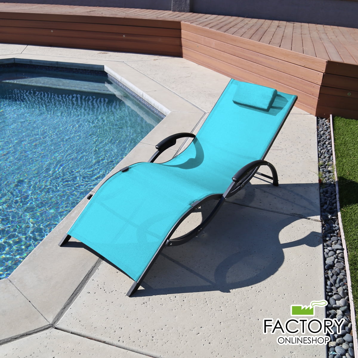 Geniqua Patio Sunbed Beach Pool Lounger Outdoor Folding Chair Garden ...