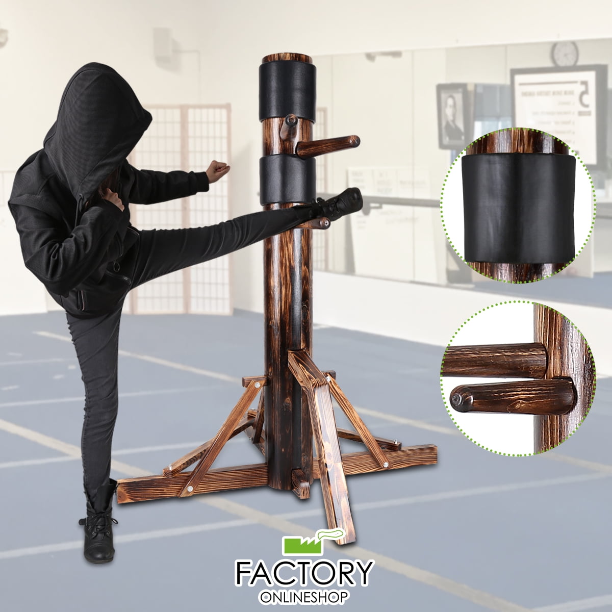 Geniqua Walnut Tripod Wing Chun Wood Martial Arts Training Target Base ...