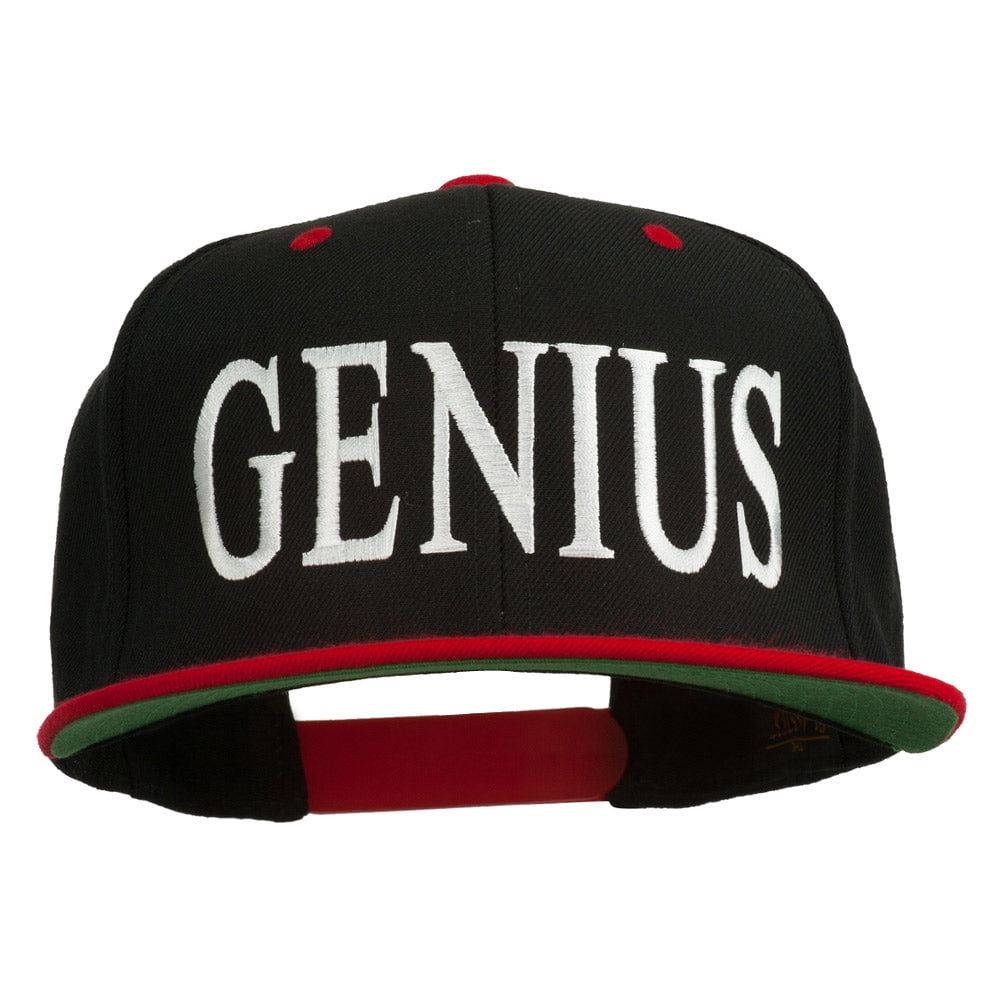 Genius Embroidered Two Toned Snapback Cap - Black Red OSFM - Walmart.com