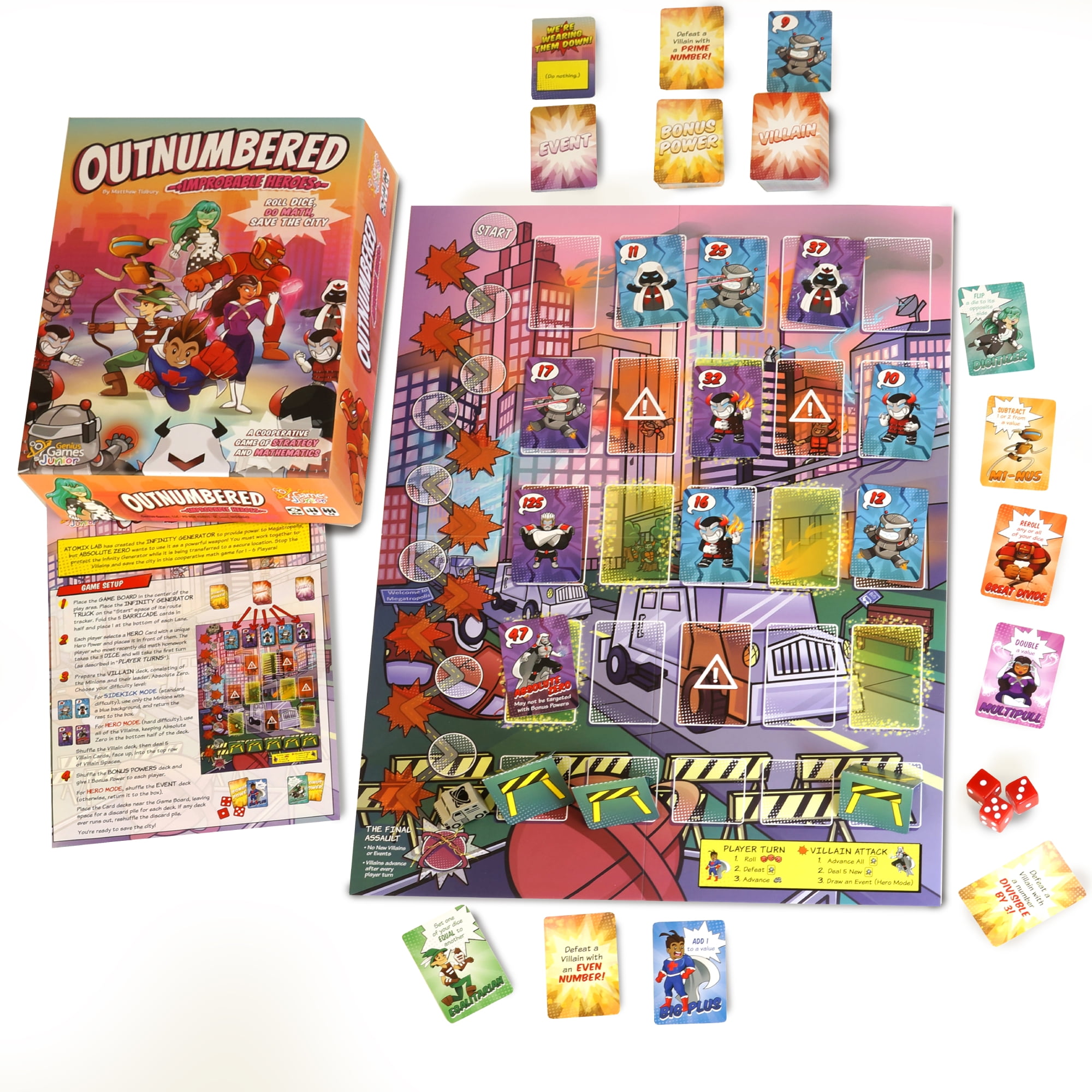 Genius Games Outnumbered: Improbable Heroes, Cooperative Math Board ...
