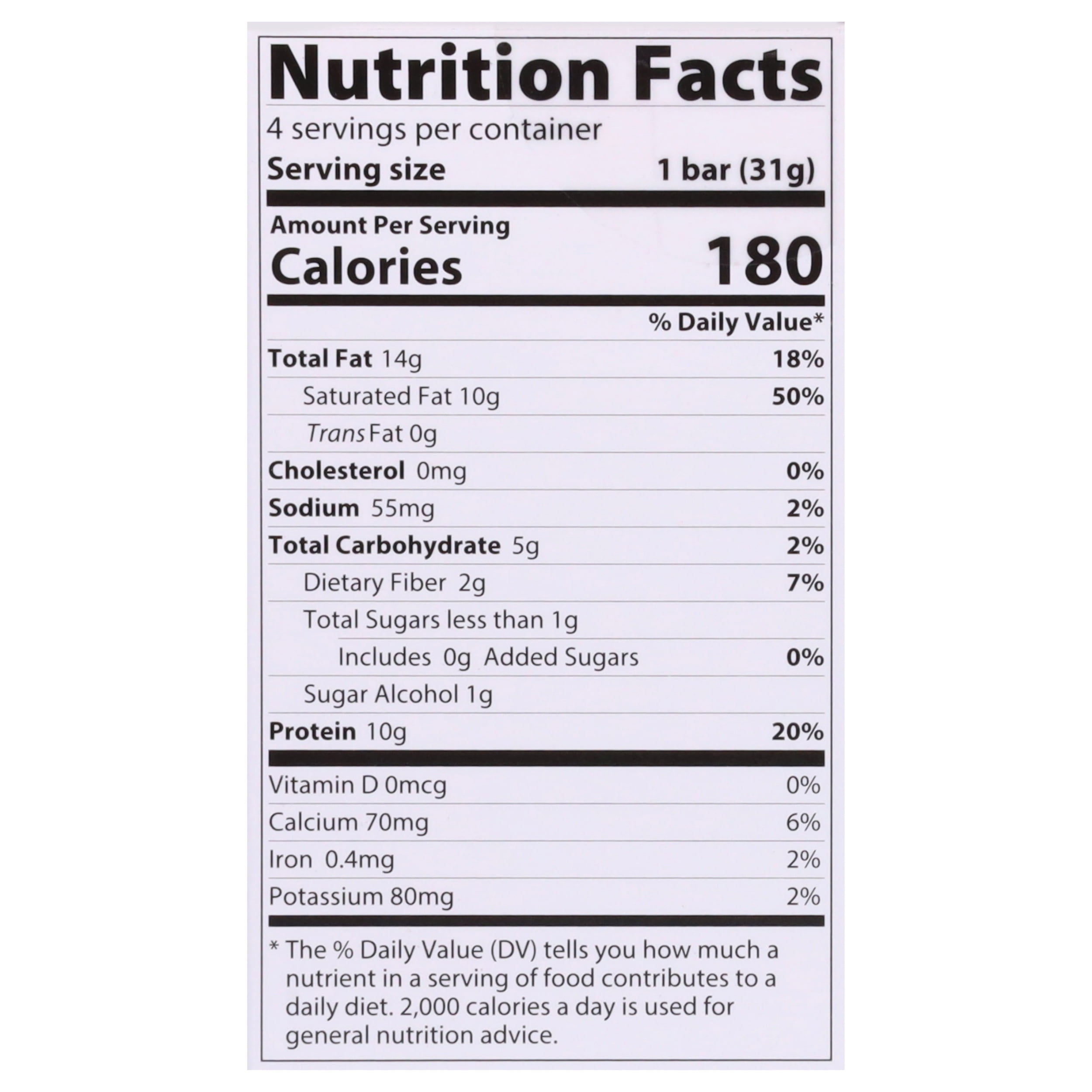 Genius Gourmet Creamy Peanut Butter Chocolate Keto Bar 4 - 1.09 oz Bars ...