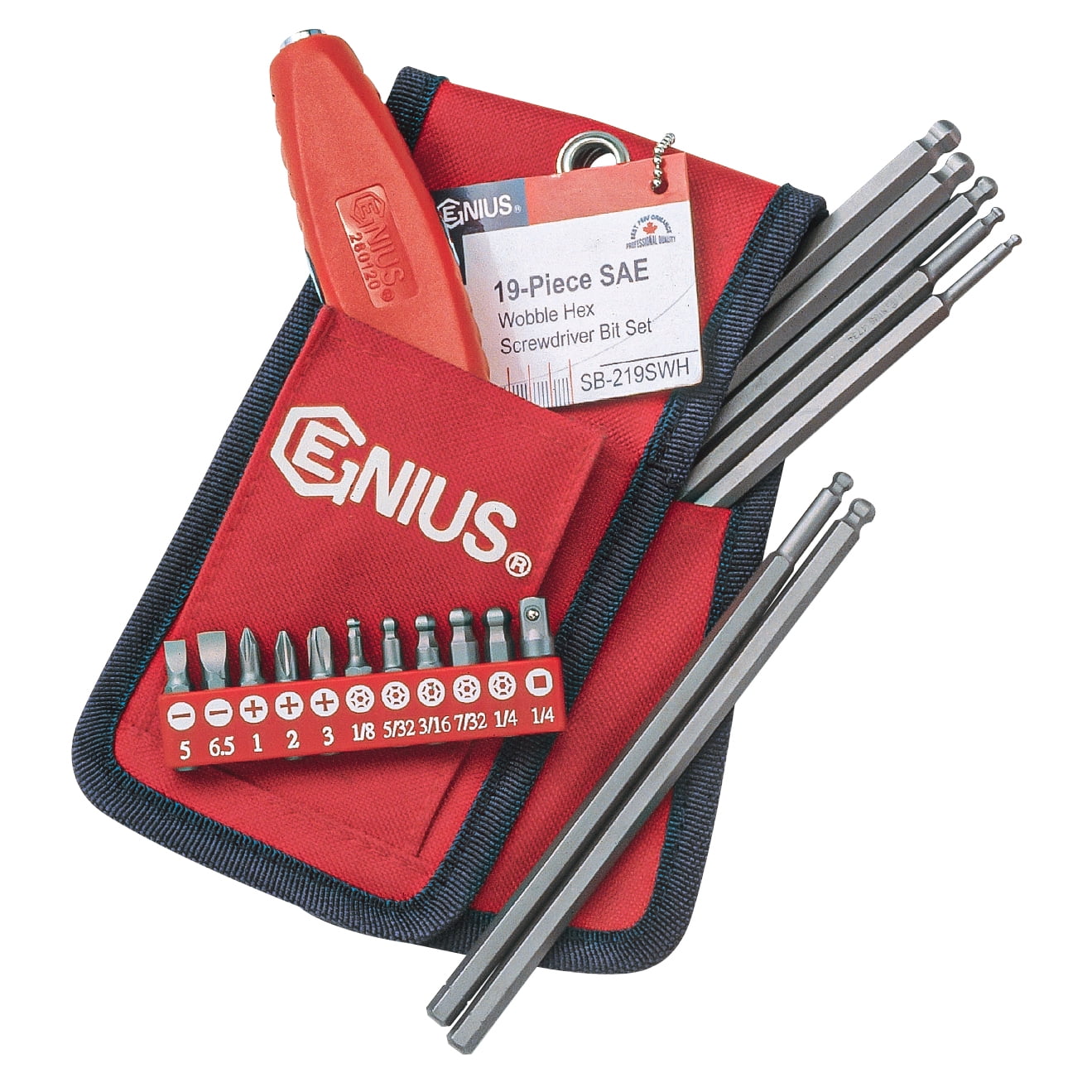Genius Tools Hex Screwdriver Bit Set 19 Piece SAE Wobble Drive ...