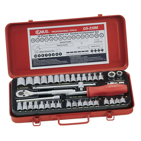 Genius Tools 39 Piece 1/4" Dr. Metric Hand Socket Set - GS-239M ...