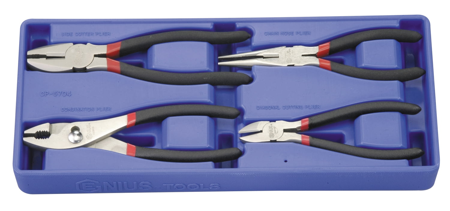 Genius Tools Pliers Set 4 Piece Assorted Types Ergonomic Grip Durable ...