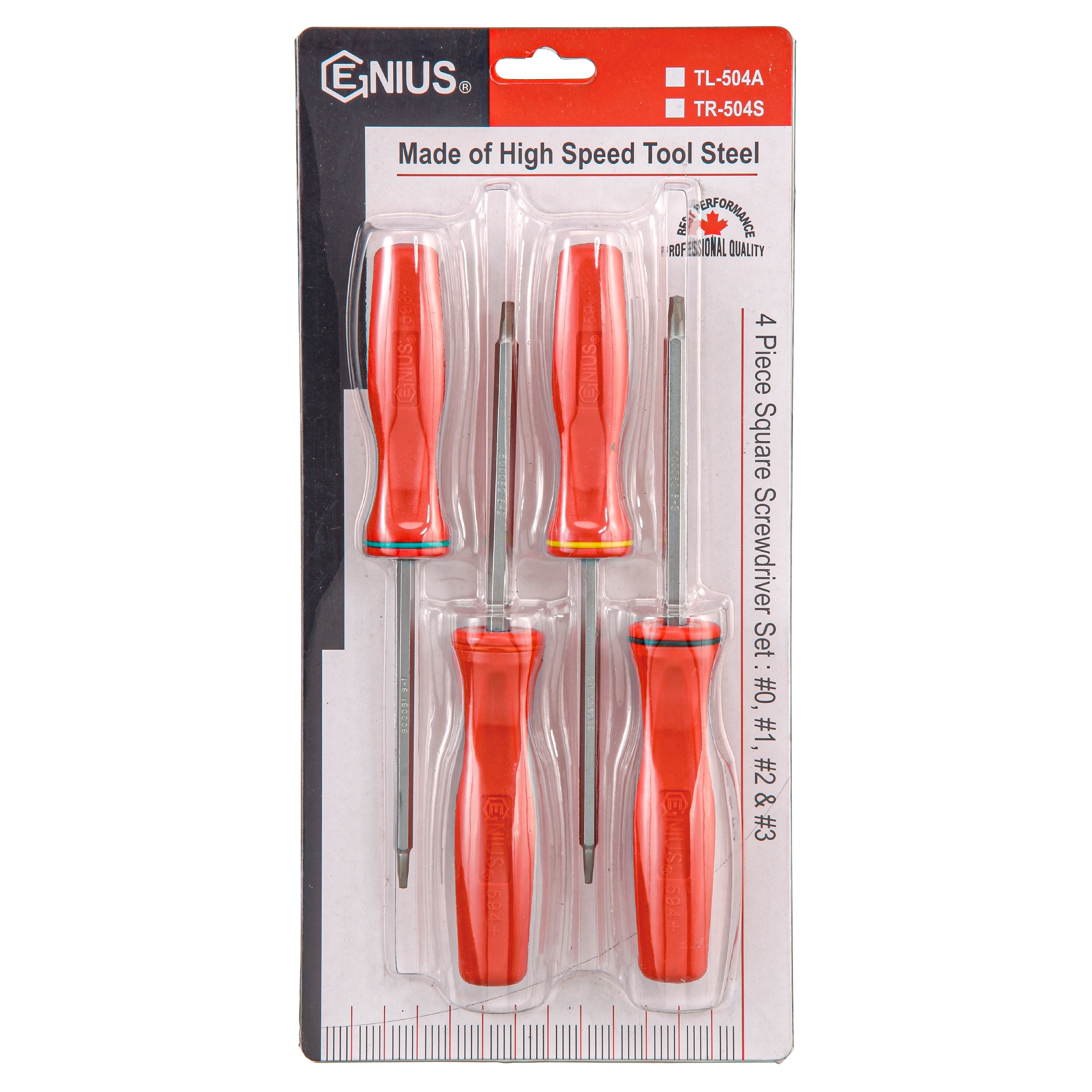 Genius Tools Square Screwdriver Set 4 Piece Precision Drive Hardened ...