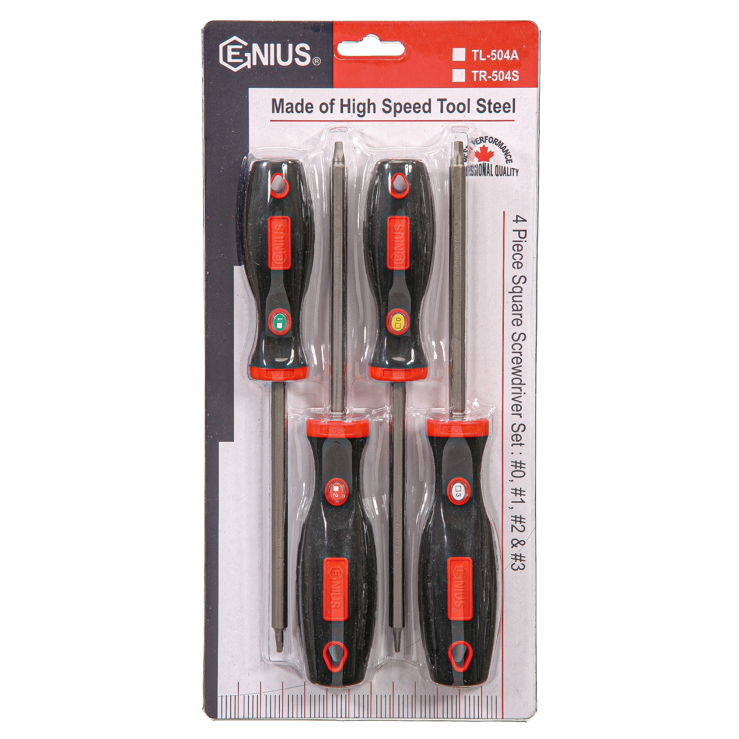 Genius Tools Square Screwdriver Set 4 Piece Precision Drive Durable ...