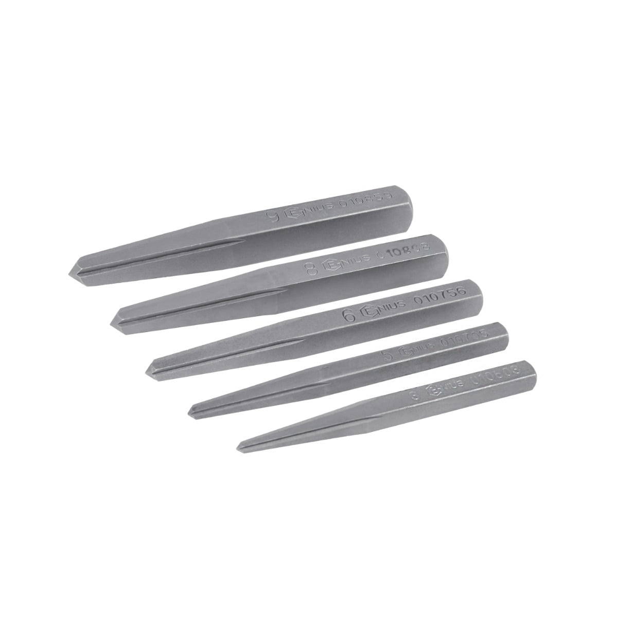 Genius Tools Screw Extractor Set 5 Piece High-Strength Steel Spiral ...
