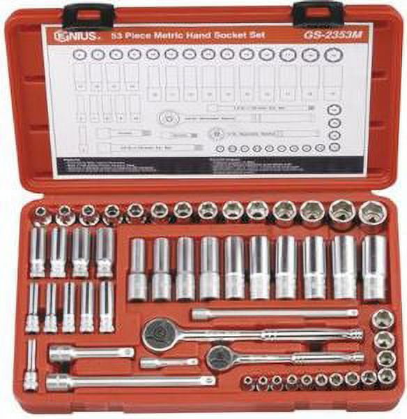 Genius Tools 53 Piece 1/4" & 3/8" Dr. Metric Deep Hand Socket Set - GS ...