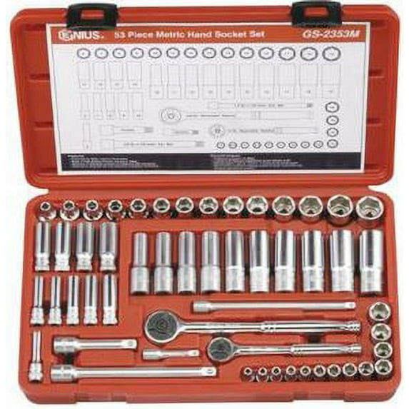 Genius Tools 53 Piece 1/4" & 3/8" Dr. Metric Deep Hand Socket Set - GS ...