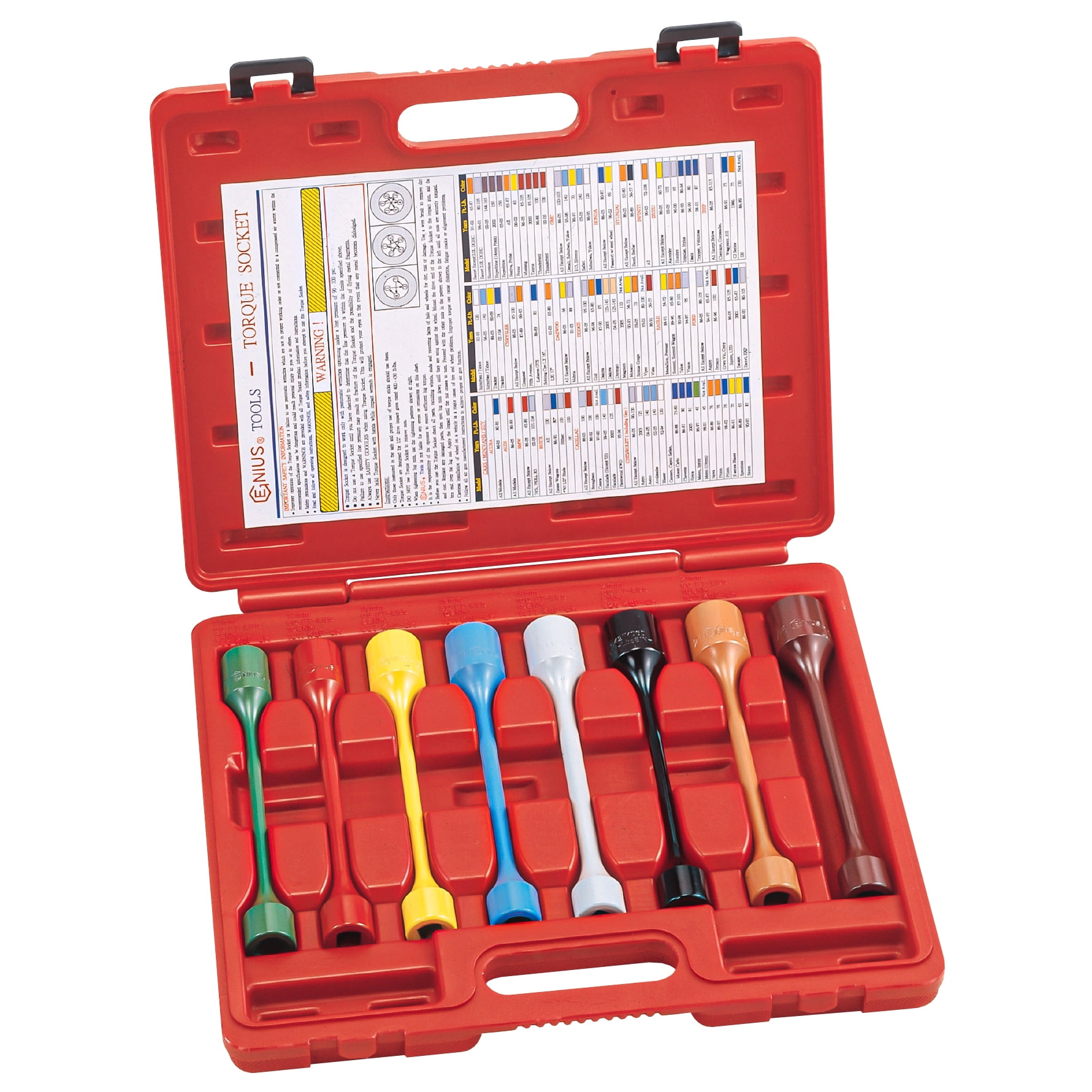 Genius Tools 8 Piece 1/2" Dr. Metric & SAE Car Wheel Torque Socket Set ...