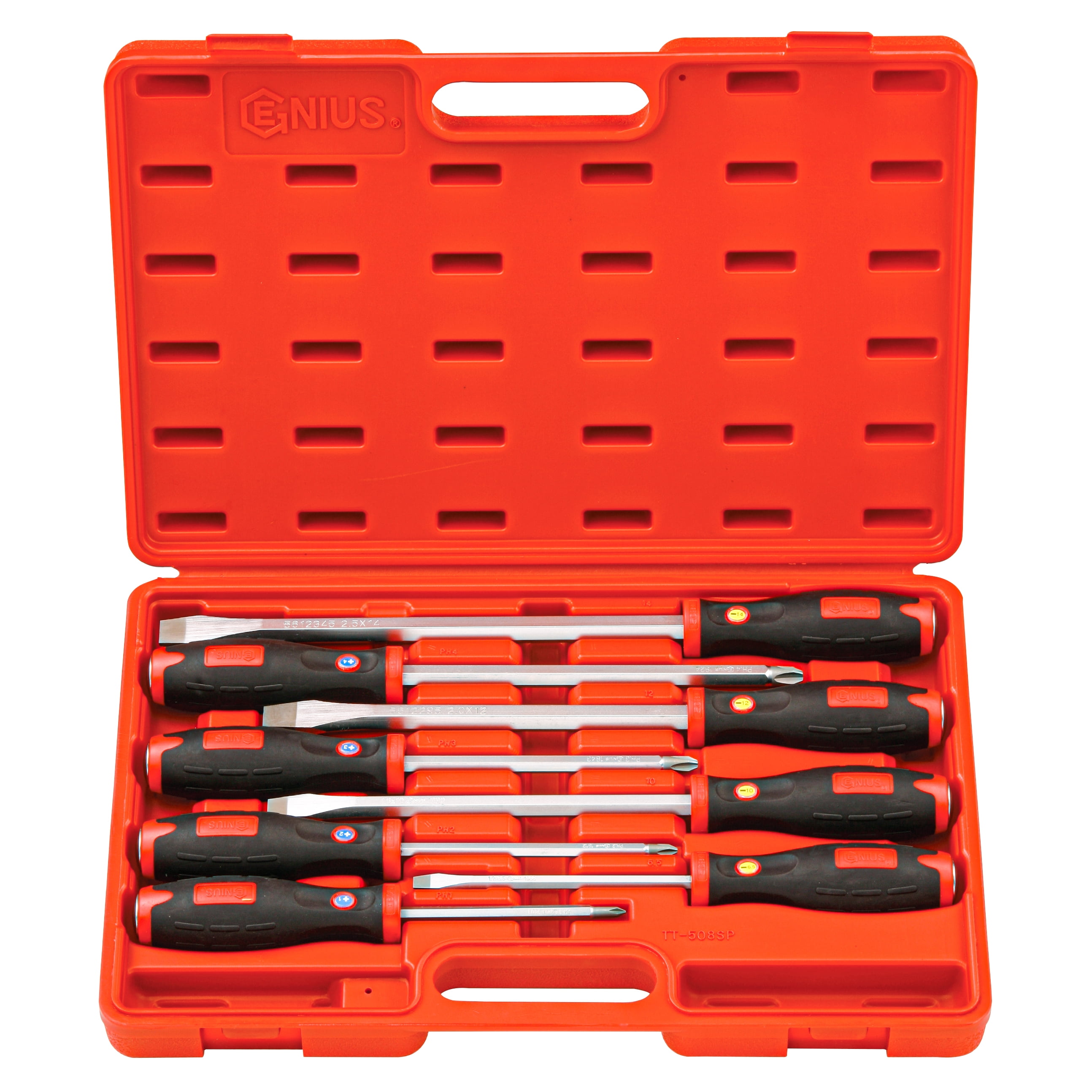 Genius Tools Screwdriver Set 8 Piece Slotted & Phillips Tang-Thru ...