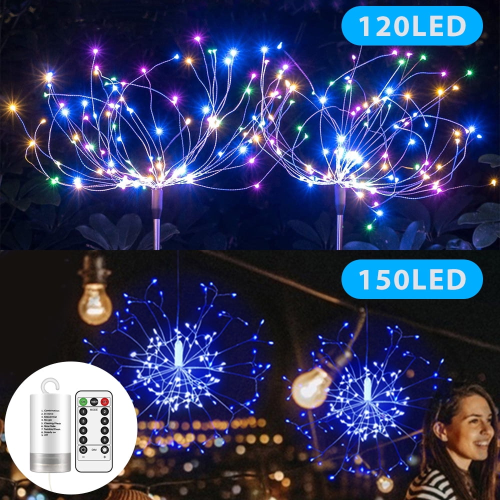 Solarera Solar Firework Light 2 Pack 120 Led Multi Color Outdoor Solar