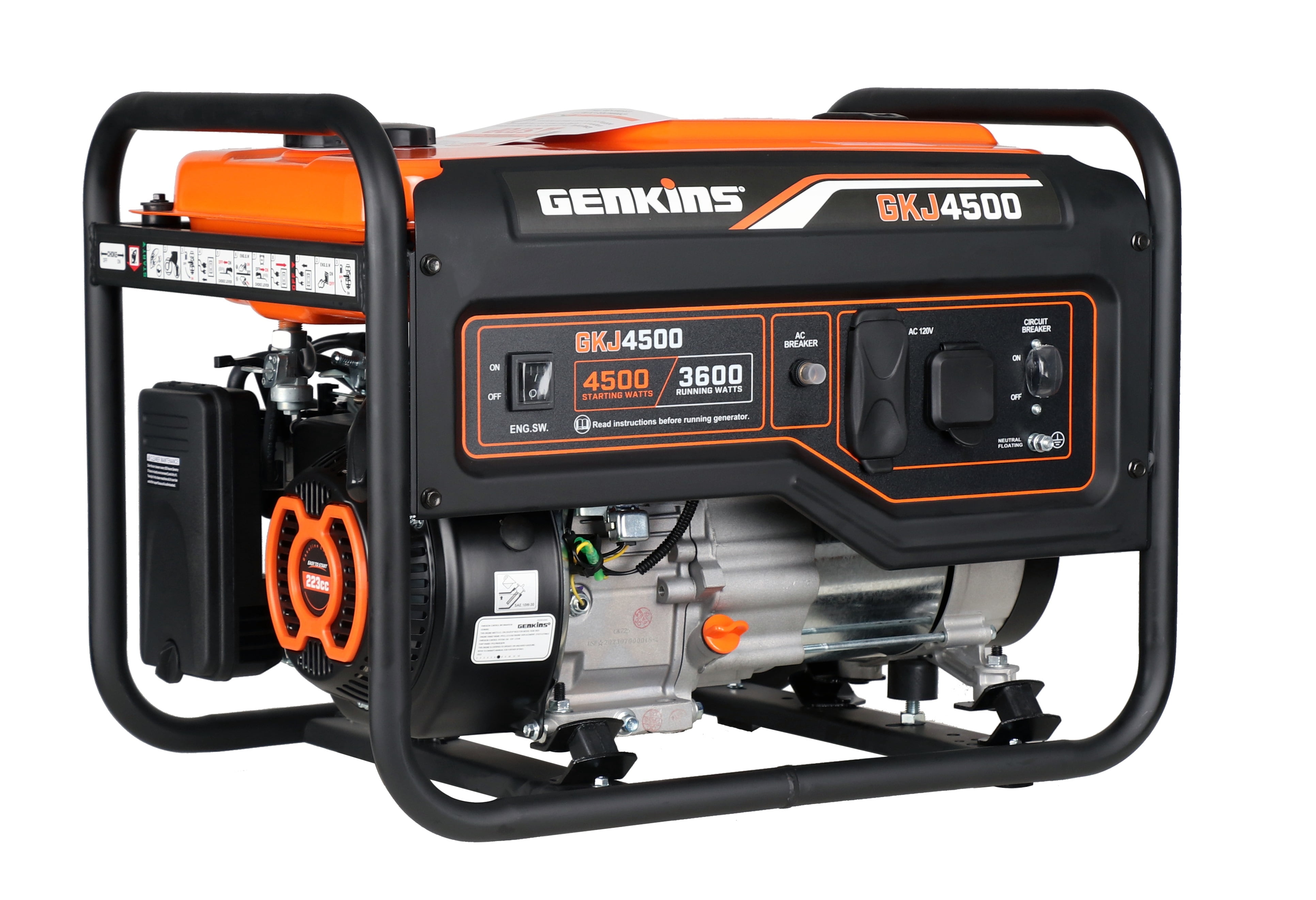 Genkins 4500 Watt Portable Generator 4 Stroke 233 cc Engine Gas Powered ...